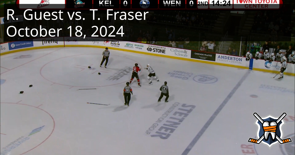 Rowan Guest vs. Ty Fraser, October 18, 2024 - Kelowna Rockets vs ...
