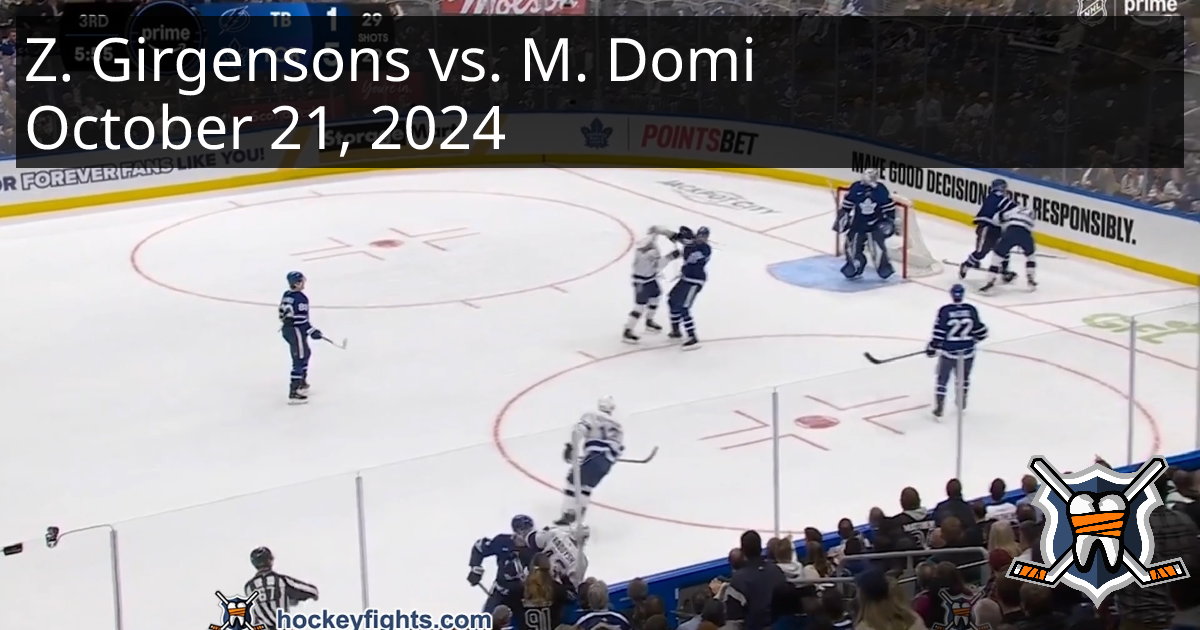Zemgus Girgensons vs. Max Domi, October 21, 2024 - Tampa Bay Lightning ...