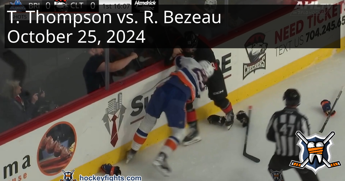 Tyce Thompson vs. Riley Bezeau, October 25, 2024 - Bridgeport Islanders ...