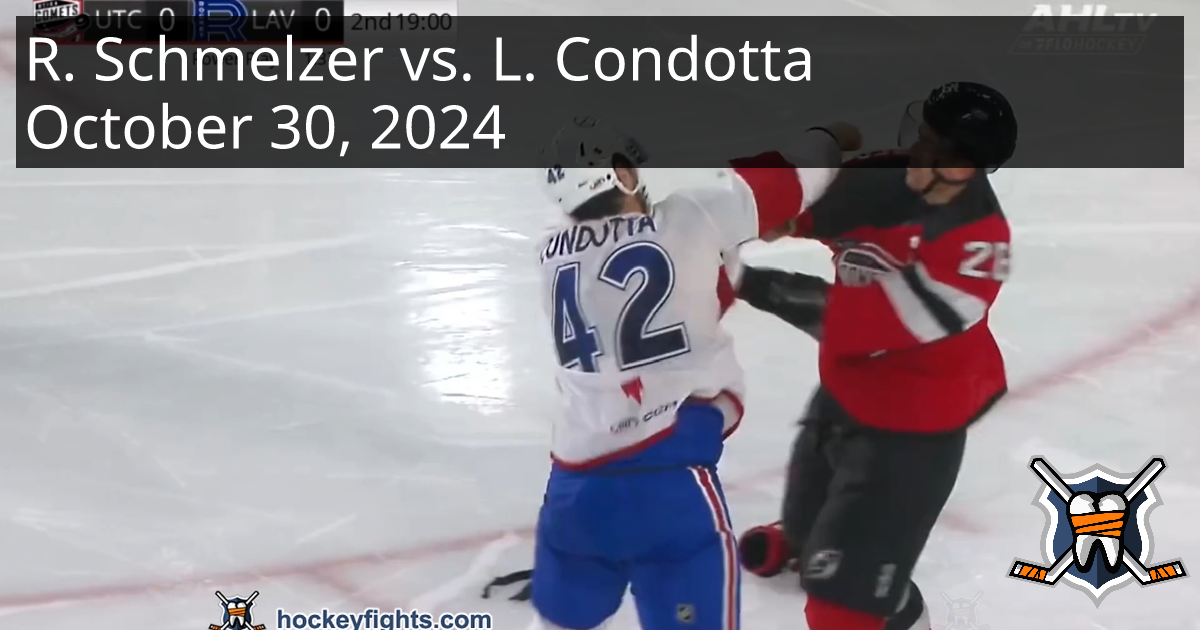 Ryan Schmelzer vs. Lucas Condotta, October 30, 2024 - Utica Comets vs ...