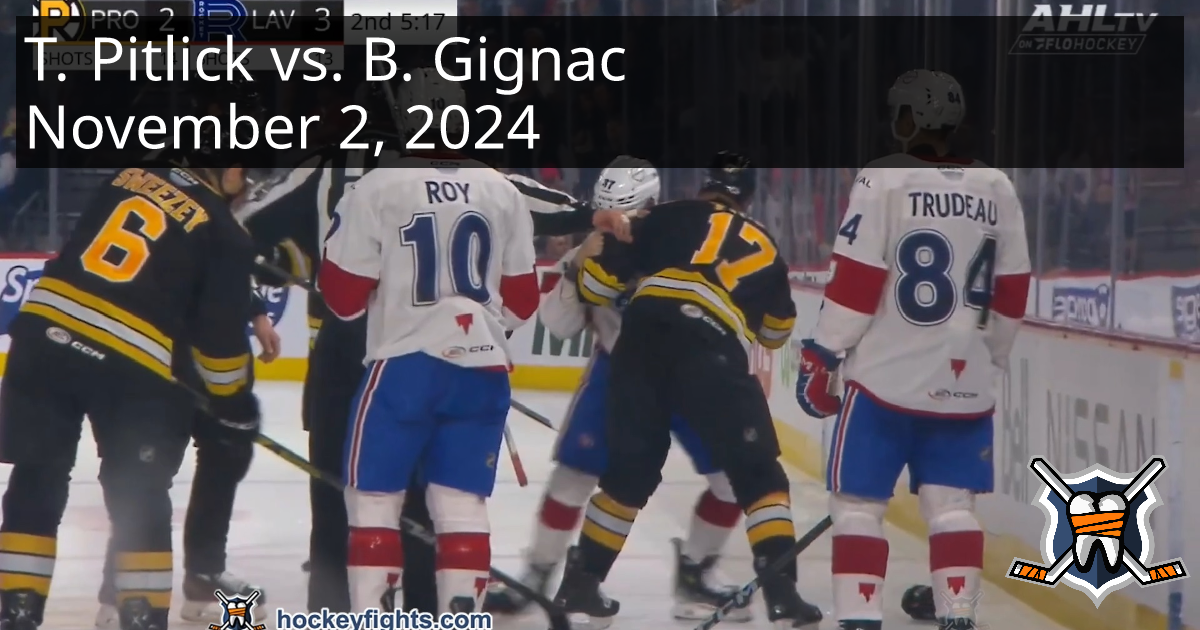 Tyler Pitlick vs. Brandon Gignac, November 2, 2024 - Providence Bruins ...
