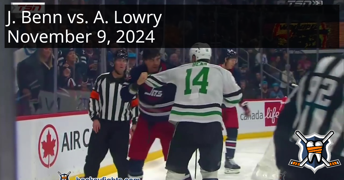 Jamie Benn vs. Adam Lowry, November 9, 2024 - Dallas Stars vs. Winnipeg ...