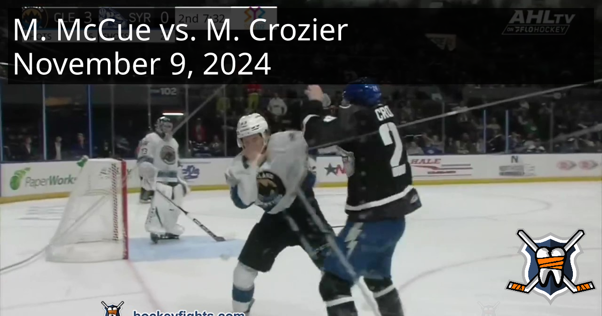 Max McCue vs. Maxwell Crozier, November 9, 2024 - Cleveland Monsters vs ...