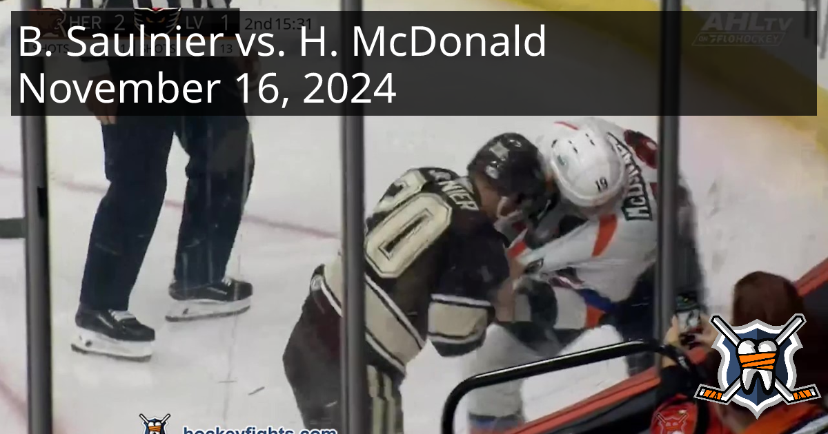 Brennan Saulnier vs. Hunter McDonald, November 16, 2024 - Hershey Bears ...