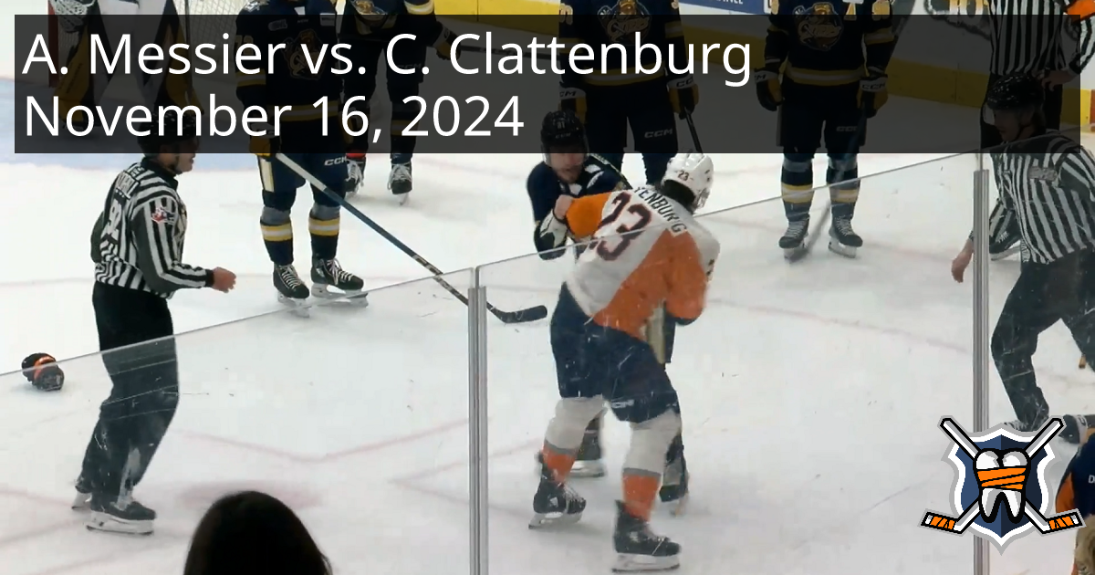 Alex Messier vs. Connor Clattenburg, November 16, 2024 - Erie Otters vs ...