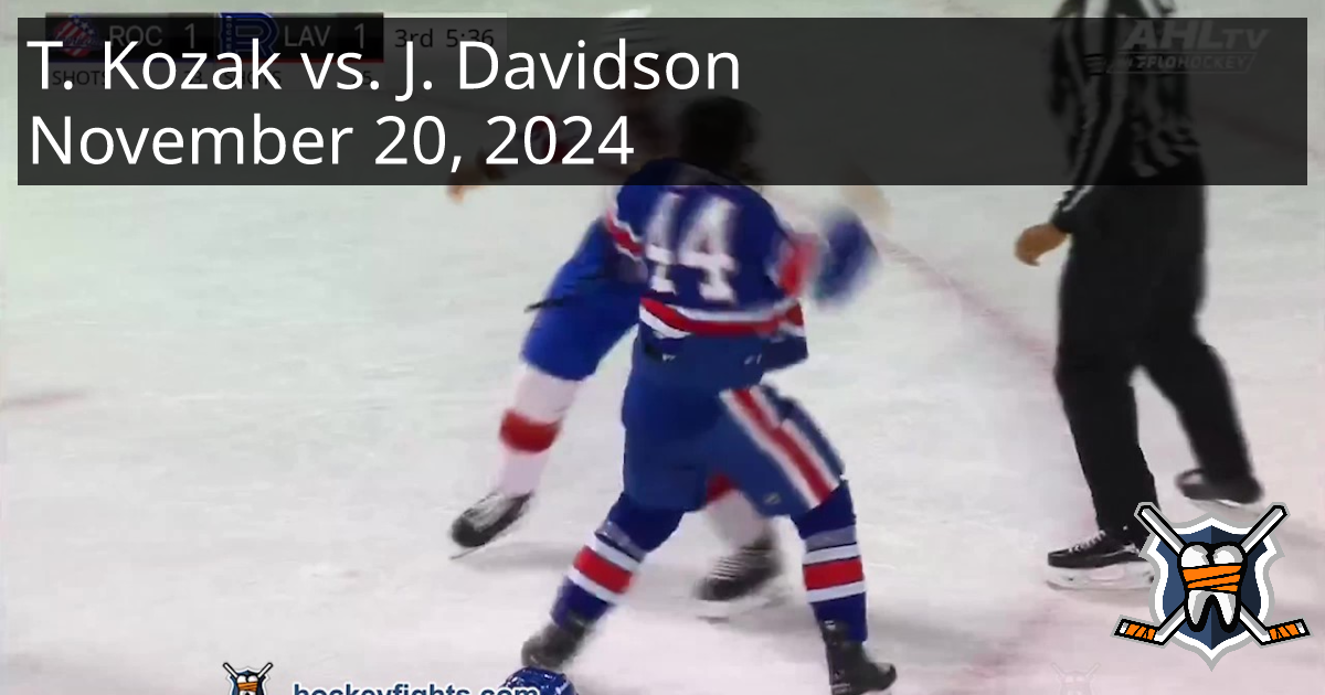 Tyson Kozak vs. Jared Davidson, November 20, 2024 - Rochester Americans vs. Laval Rocket ...