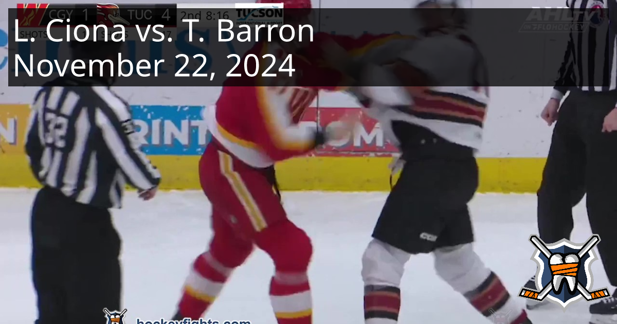 Lucas Ciona vs. Travis Barron, November 22, 2024 - Calgary Wranglers vs ...