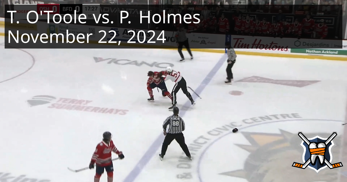 Tyler O'Toole vs. Parker Holmes, November 22, 2024 - Oshawa Generals vs ...