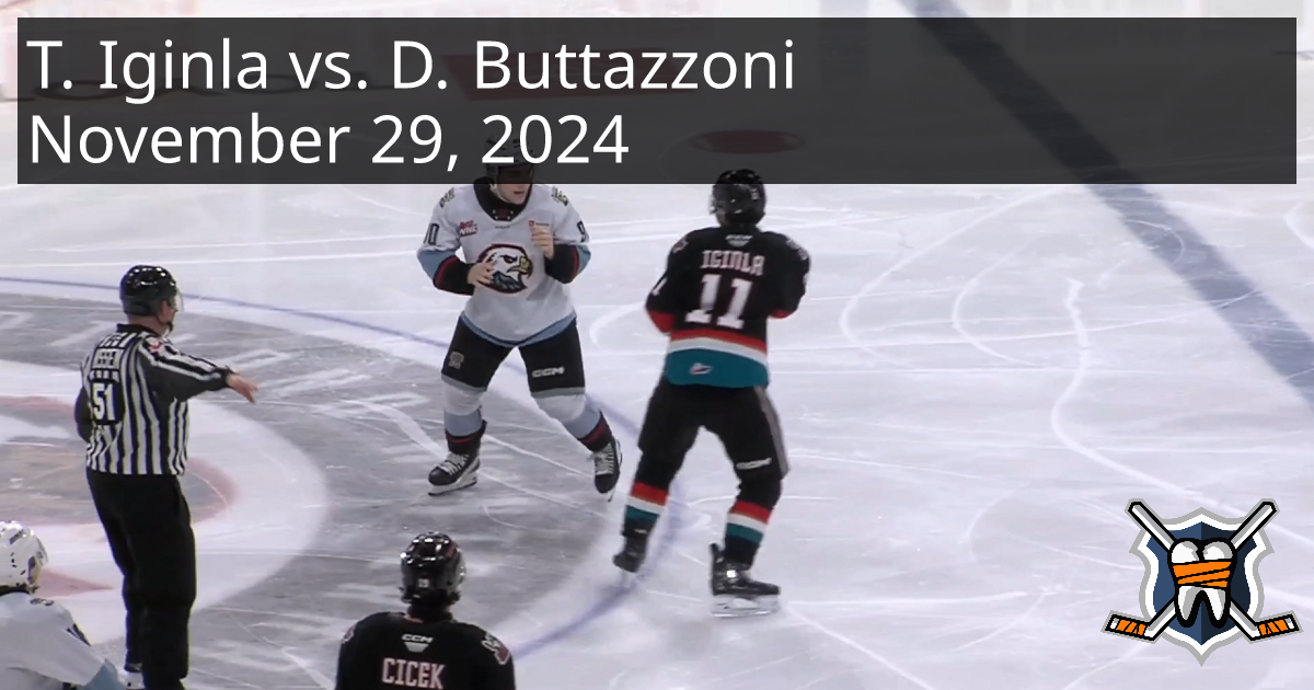 Tij Iginla vs. Diego Buttazzoni, November 29, 2024 - Kelowna Rockets vs ...