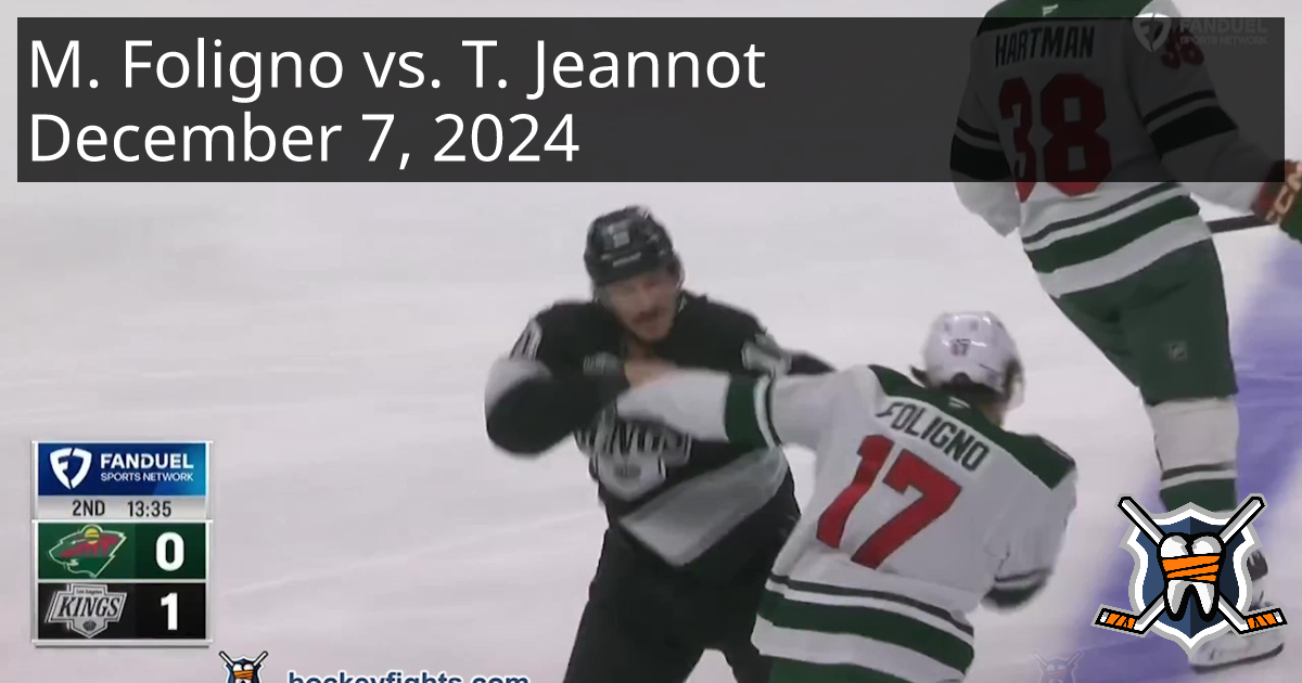 Marcus Foligno vs. Tanner Jeannot, December 7, 2024 - Minnesota Wild vs ...