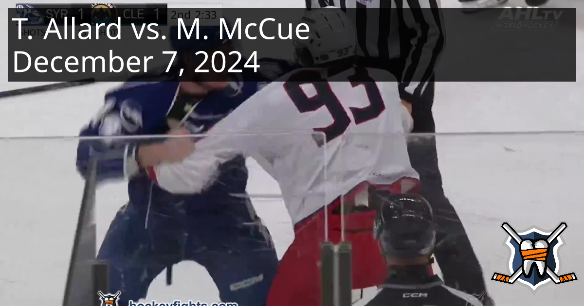 Tristan Allard vs. Max McCue, December 7, 2024 - Syracuse Crunch vs ...