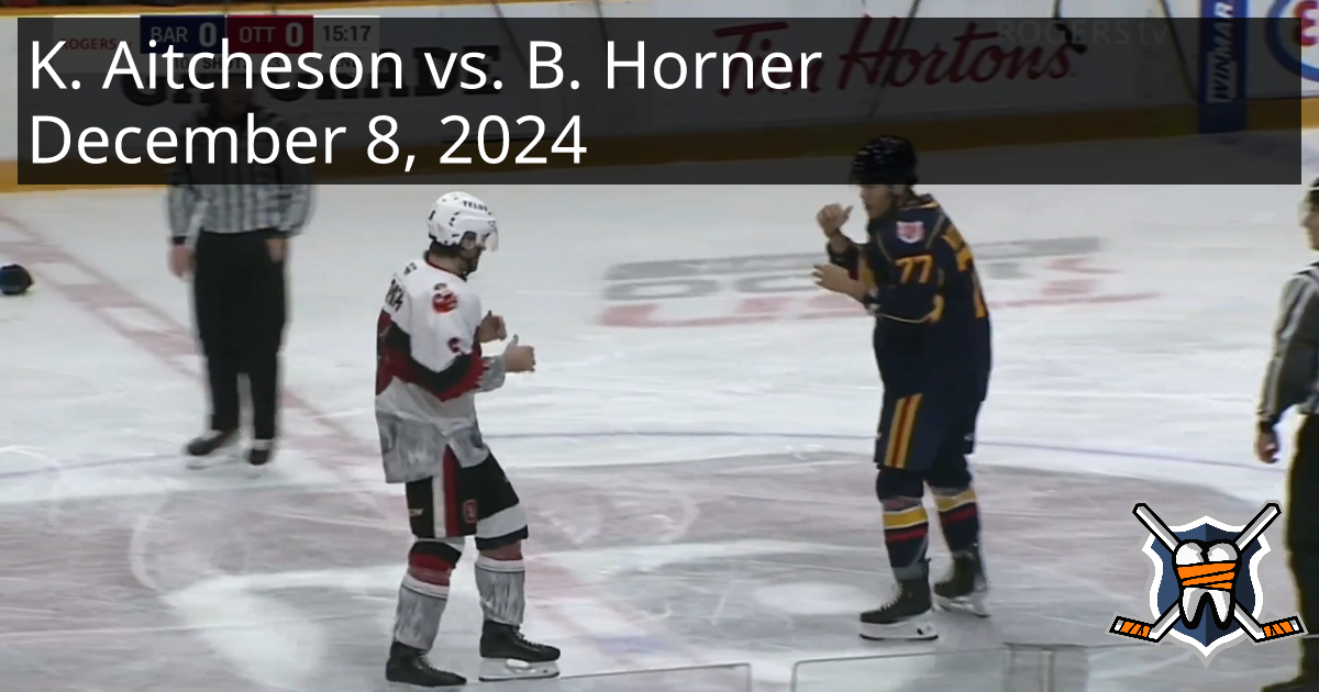 Kashawn Aitcheson vs. Bradley Horner, December 8, 2024 - Barrie Colts ...