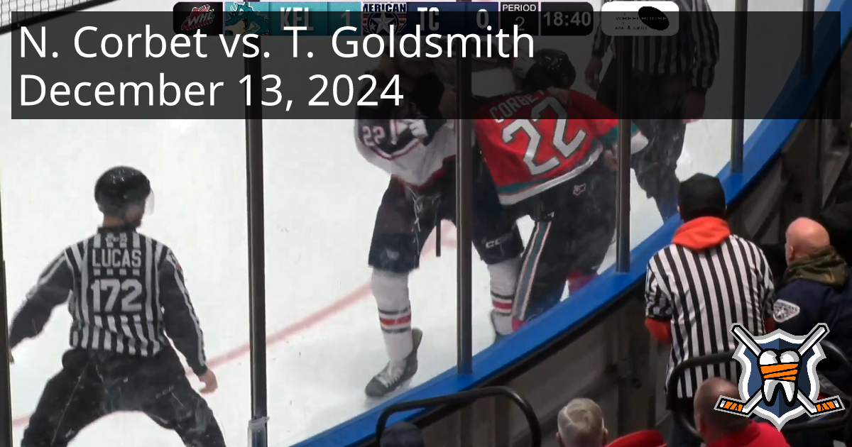 Nate Corbet vs. Terrell Goldsmith, December 13, 2024 - Kelowna Rockets ...