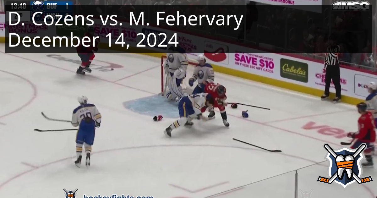 Dylan Cozens vs. Martin Fehervary, December 14, 2024 - Buffalo Sabres ...