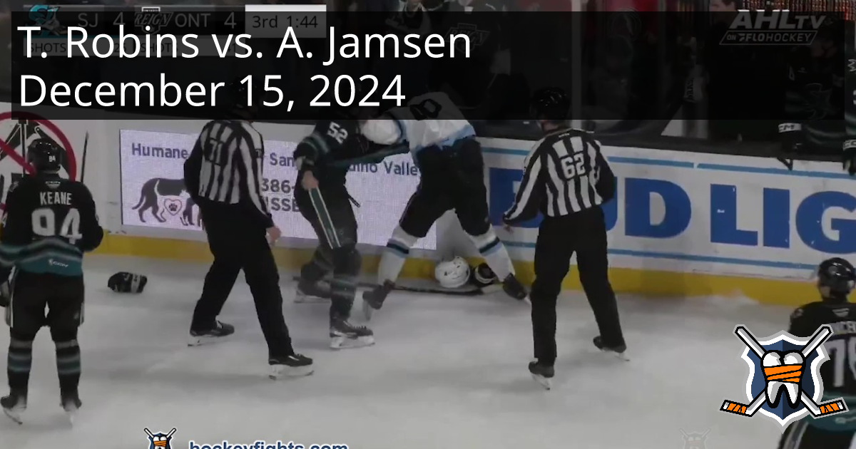 Tristen Robins vs. Aatu Jamsen, December 15, 2024 - San Jose Barracuda ...