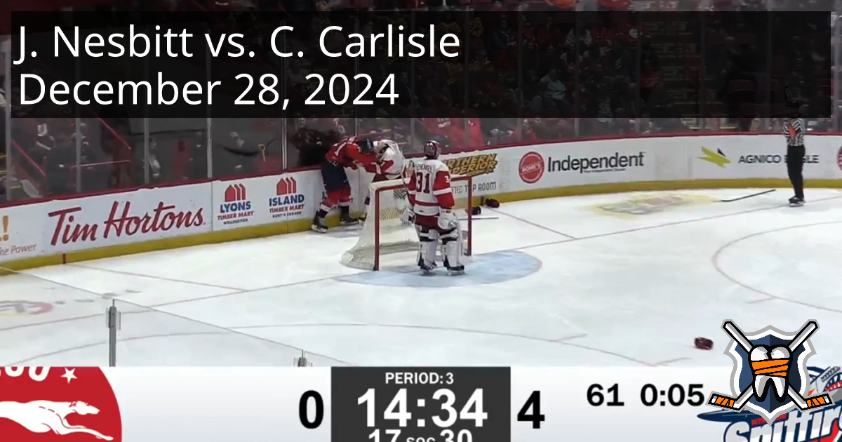 Jack Nesbitt vs. Caeden Carlisle, December 28, 2024 - Windsor Spitfires ...