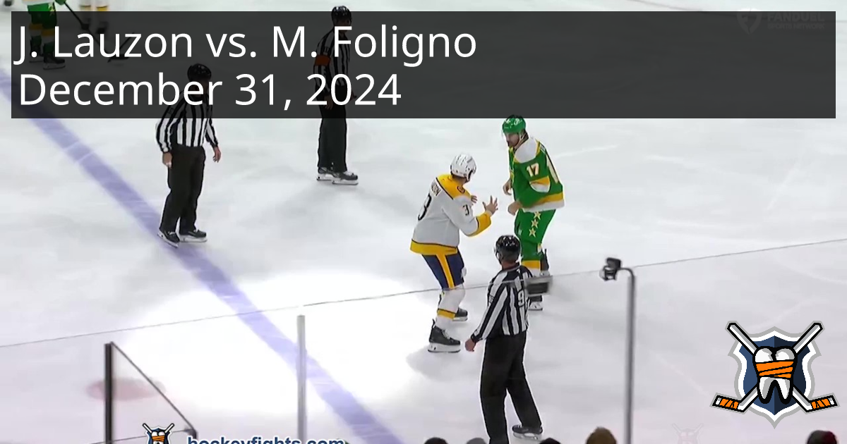Jeremy Lauzon vs. Marcus Foligno, December 31, 2024 - Nashville ...