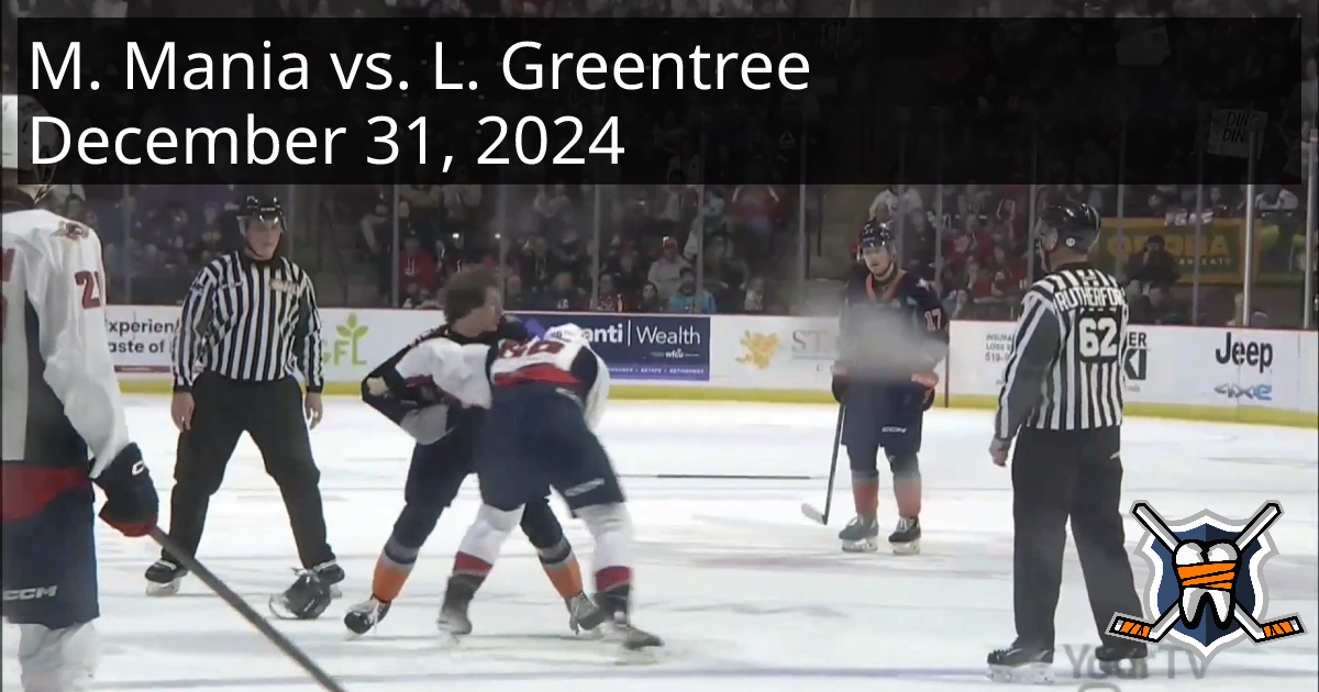 Matthew Mania vs. Liam Greentree, December 31, 2024 - Flint Firebirds ...
