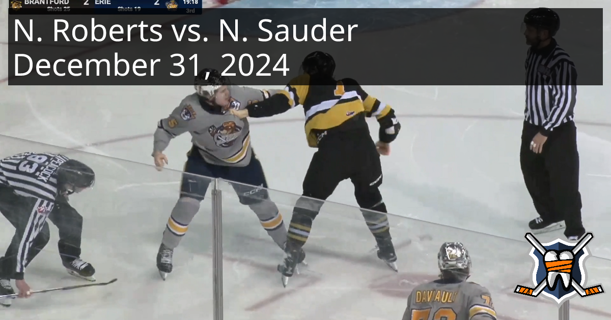 Noah Roberts vs. Nathan Sauder, December 31, 2024 - Brantford Bulldogs ...