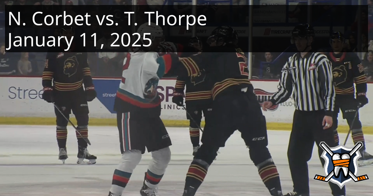 Nate Corbet vs. Tyler Thorpe, January 11, 2025 - Kelowna Rockets vs ...