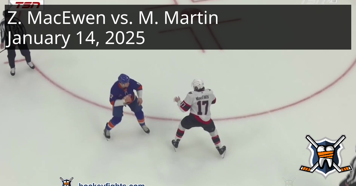 Zack MacEwen vs. Matt Martin, January 14, 2025 - Ottawa Senators vs ...