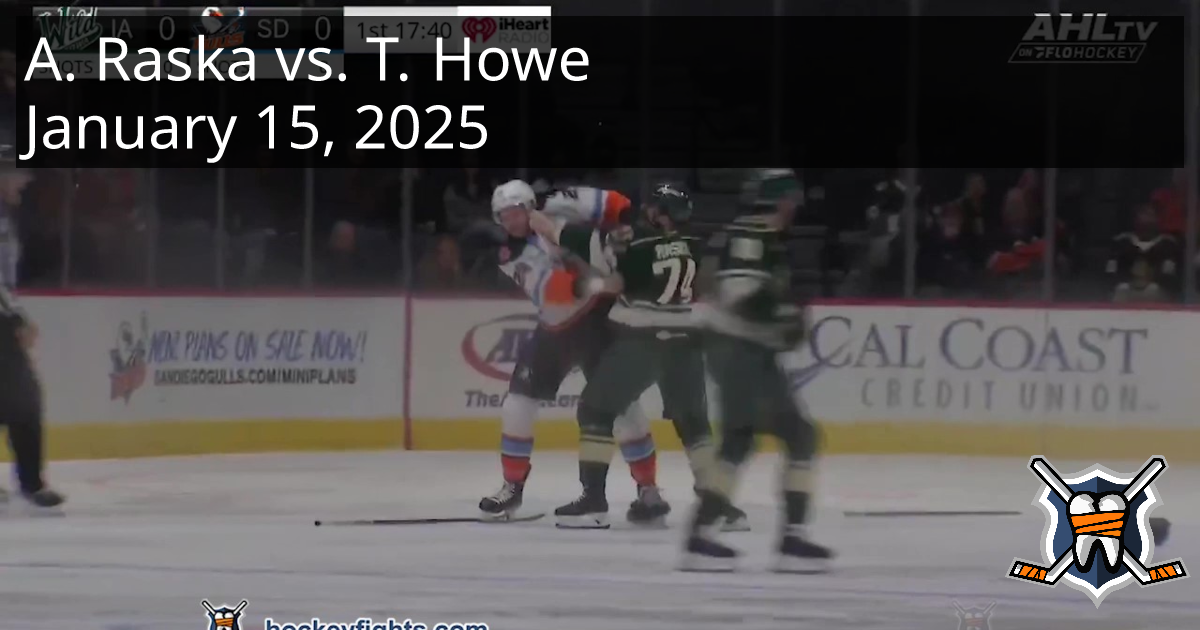 Adam Raska vs. Travis Howe, January 15, 2025 - Iowa Wild vs. San Diego ...