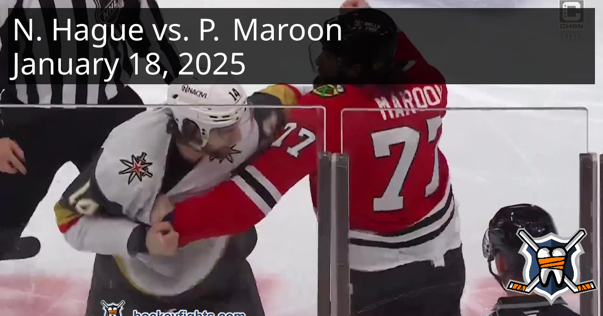 Nicolas Hague vs. Pat Maroon, January 18, 2025 - Vegas Golden Knights ...