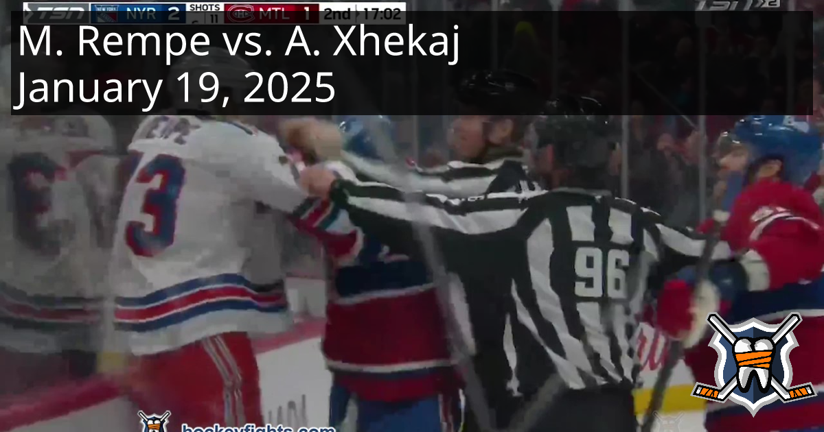 Matt Rempe vs. Arber Xhekaj, January 19, 2025 - New York Rangers vs. Montreal Canadiens ...