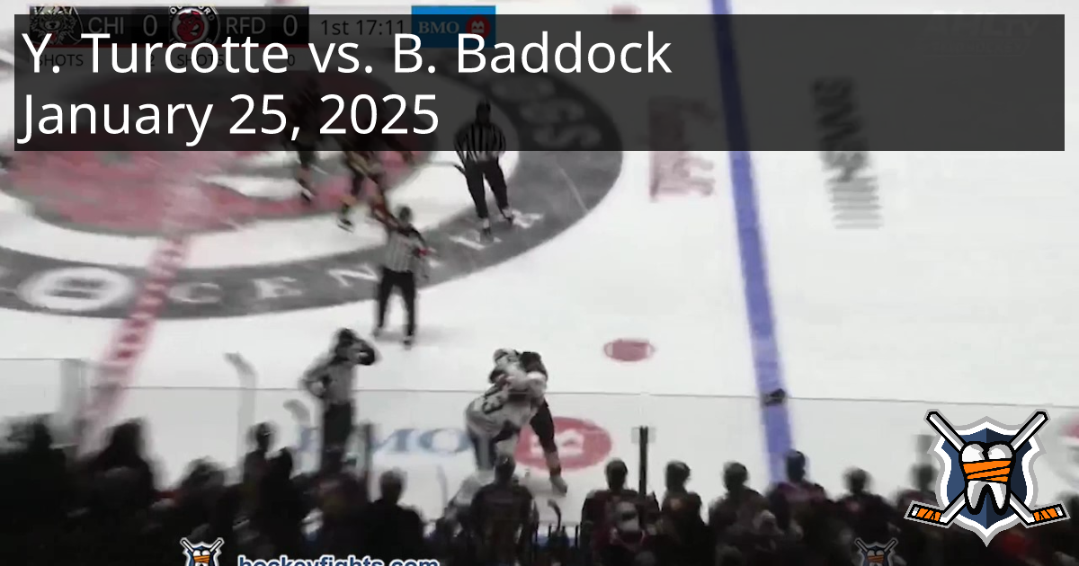 Yanick Turcotte vs. Brandon Baddock, January 25, 2025 - Chicago Wolves ...