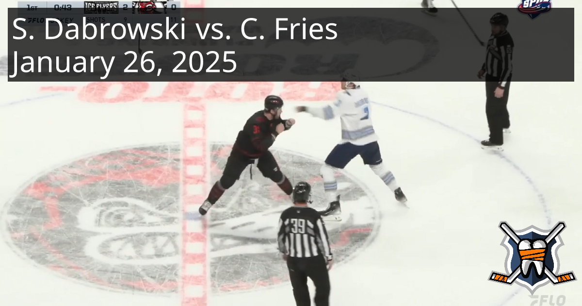 Sam Dabrowski vs. Connor Fries, January 26, 2025 - Pensacola Ice Flyers ...
