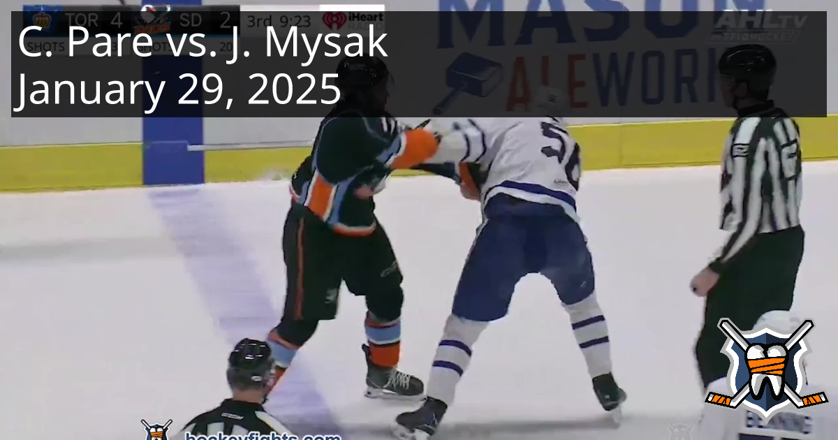 Cedric Pare vs. Jan Mysak, January 29, 2025 - Toronto Marlies vs. San ...