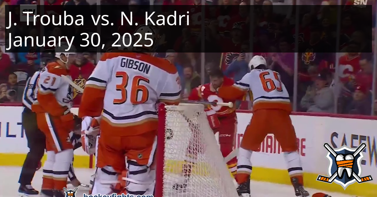 Jacob Trouba vs. Nazem Kadri, January 30, 2025 - Anaheim Ducks vs ...