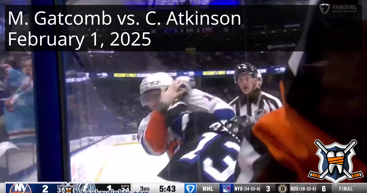 Marc Gatcomb vs. Cam Atkinson, February 1, 2025 - New York Islanders vs ...