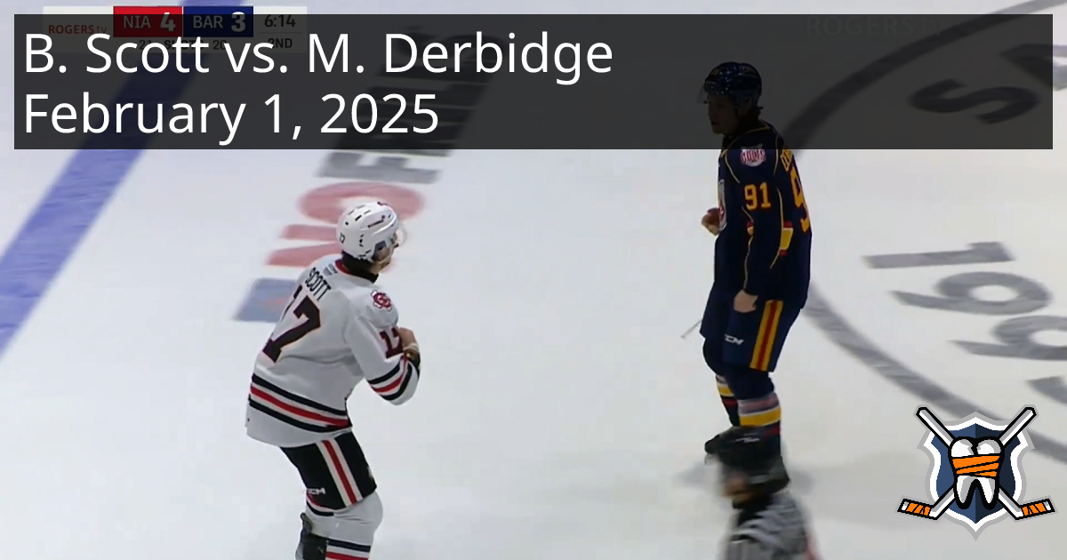 Blair Scott vs. Michael Derbidge, February 1, 2025 - Niagara IceDogs vs ...