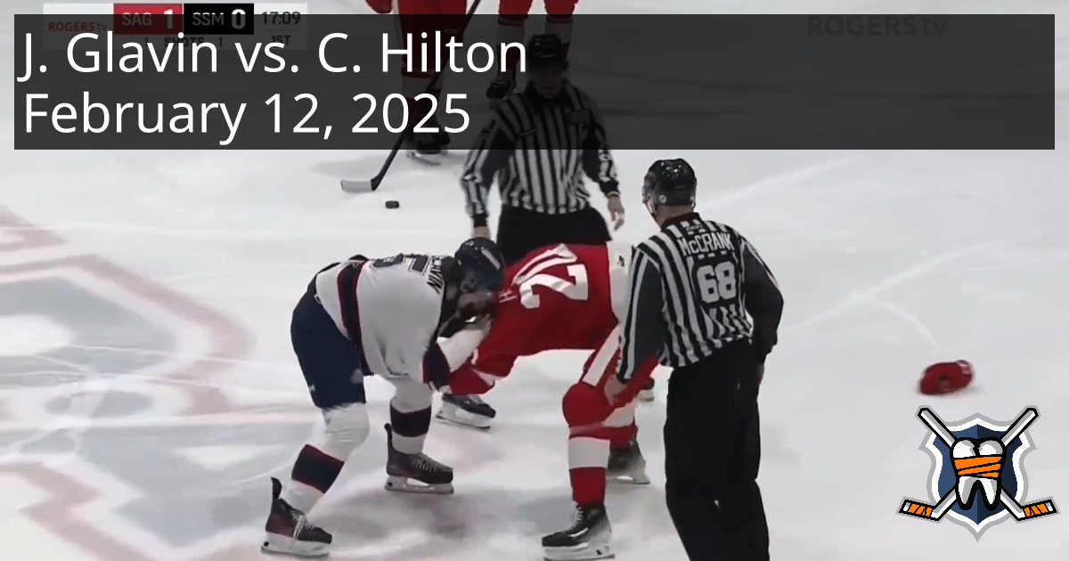 Joshua Glavin vs. Charlie Hilton, February 12, 2025 - Saginaw Spirit vs ...