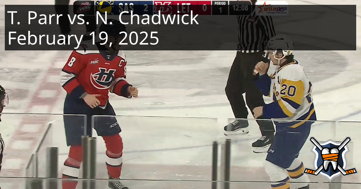 Tyler Parr vs. Noah Chadwick, February 19, 2025 - Saskatoon Blades vs ...