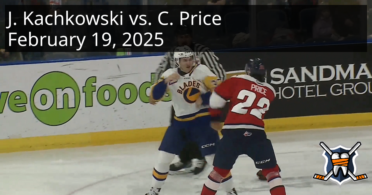 Jack Kachkowski vs. Caden Price, February 19, 2025 - Saskatoon Blades vs. Lethbridge Hurricanes ...