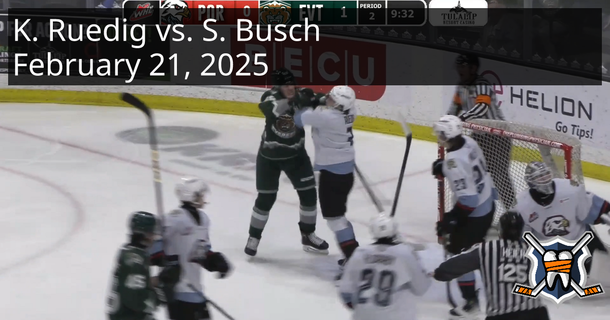 Kayd Ruedig vs. Shea Busch, February 21, 2025 - Portland Winterhawks vs ...