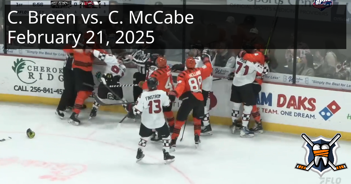 Conor Breen vs. Craig McCabe, February 21, 2025 - Knoxville Ice Bears ...
