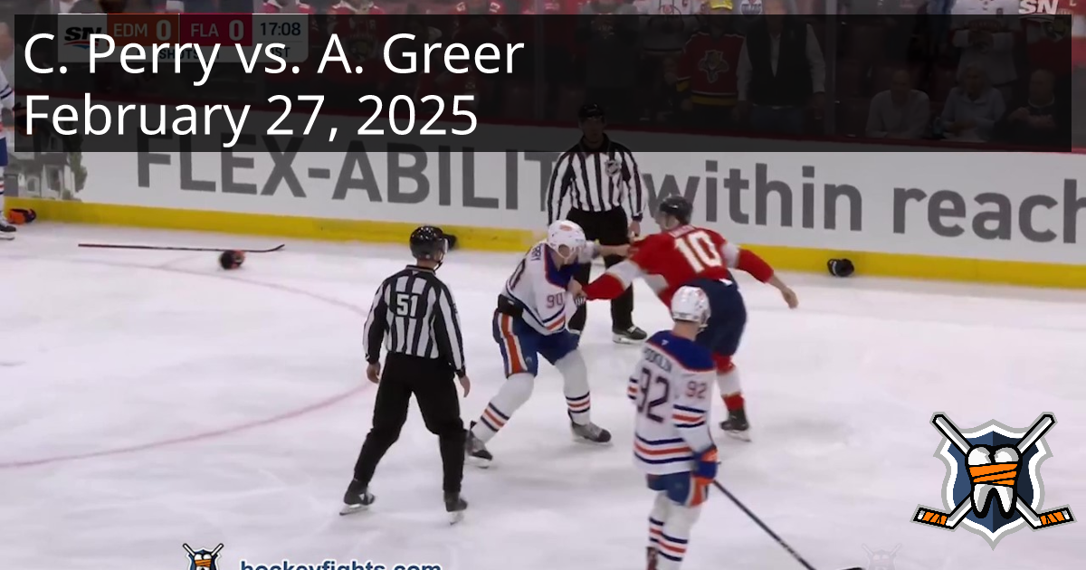 Corey Perry vs. A.J. Greer, February 27, 2025 - Edmonton Oilers vs ...