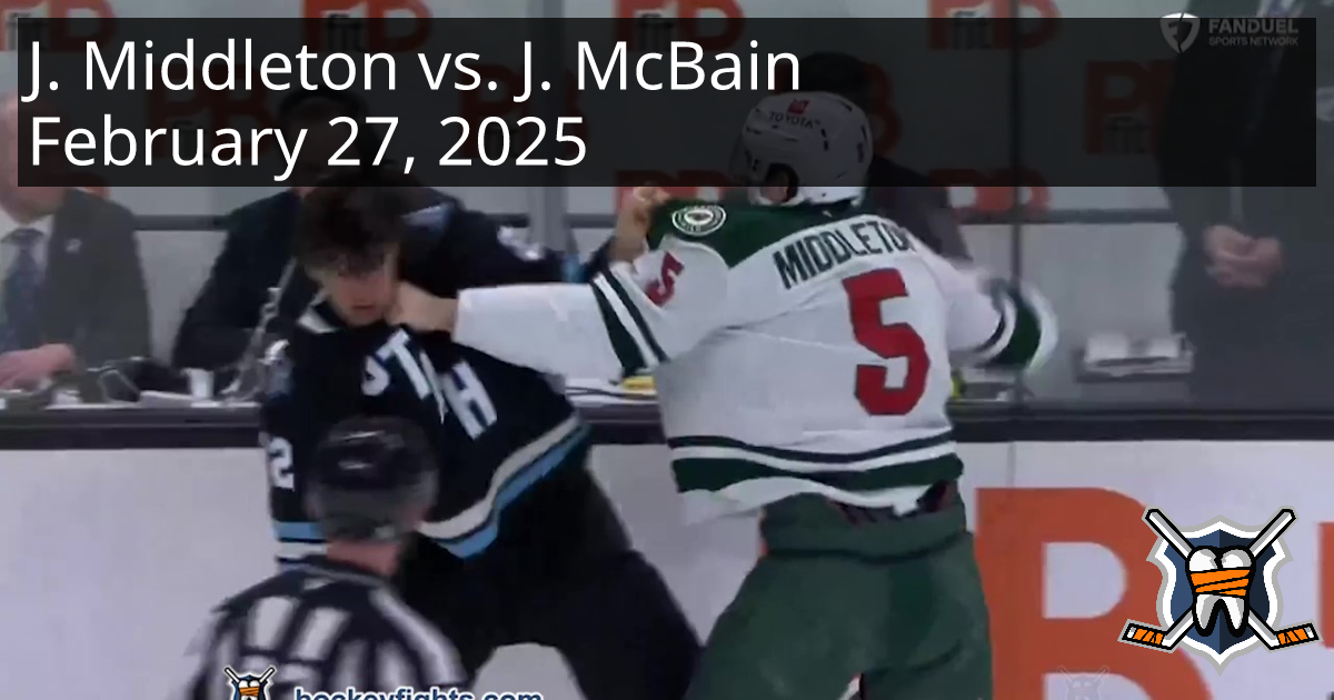 Jacob Middleton vs. Jack McBain, February 27, 2025 - Minnesota Wild vs ...