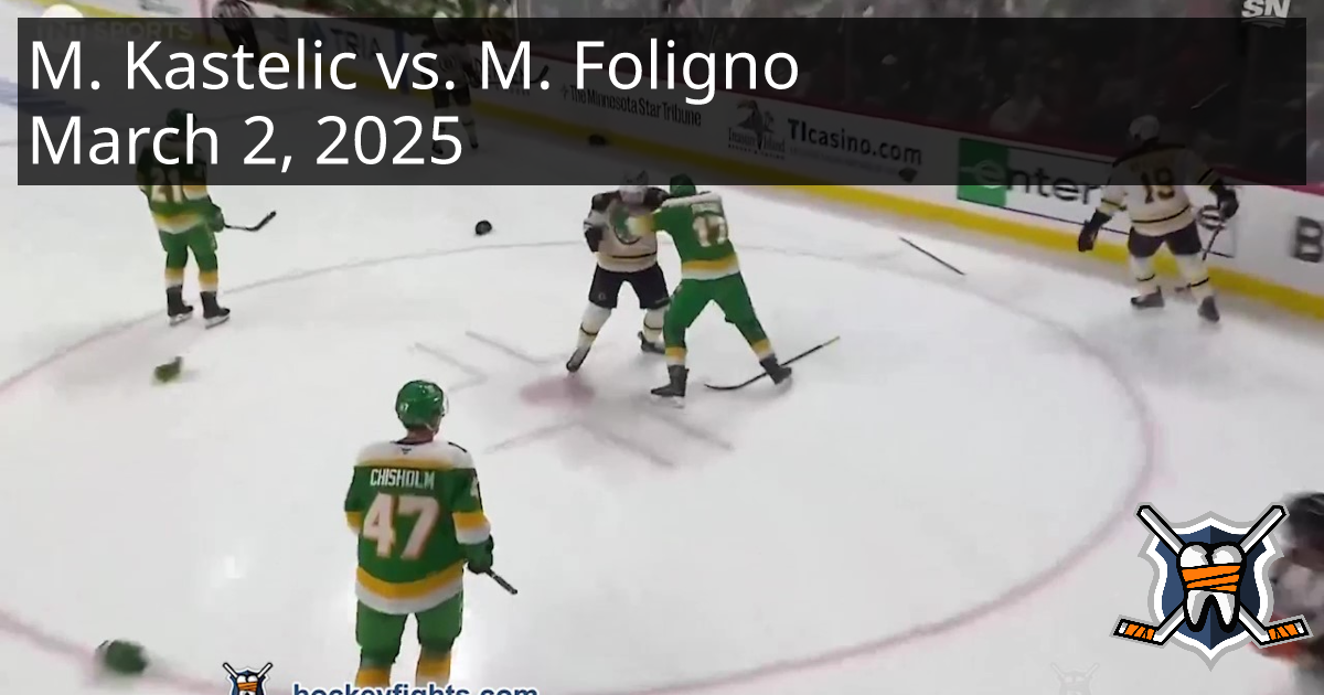 Mark Kastelic vs. Marcus Foligno, March 2, 2025 - Boston Bruins vs ...