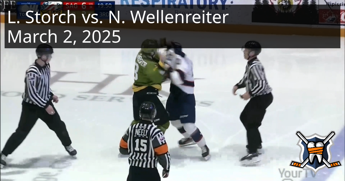 Liam Storch vs. Nicholas Wellenreiter, March 2, 2025 - Saginaw Spirit ...