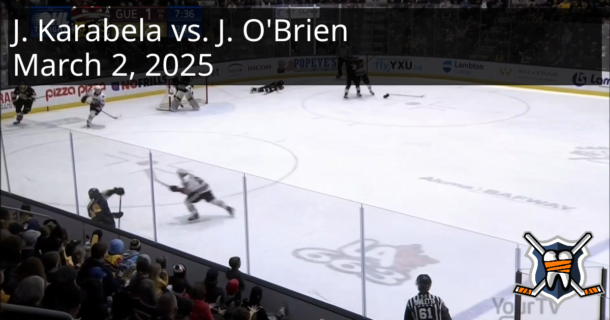 Jake Karabela vs. Jack O'Brien, March 2, 2025 - Guelph Storm vs. Sarnia ...