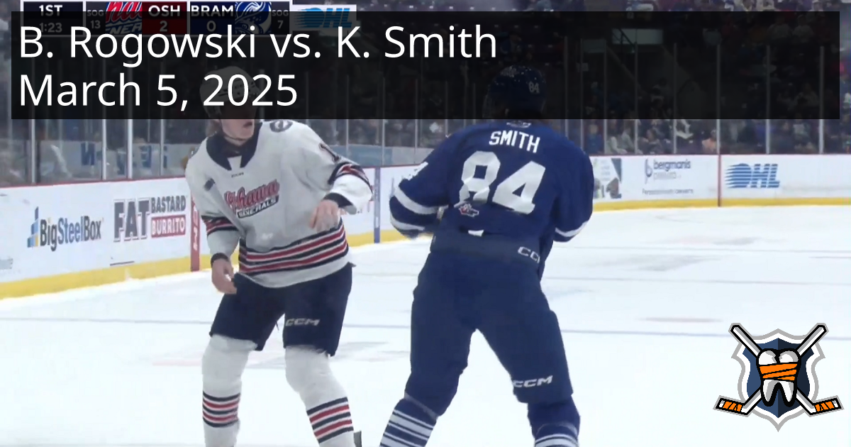 Brooks Rogowski vs. Konnor Smith, March 5, 2025 - Oshawa Generals vs ...
