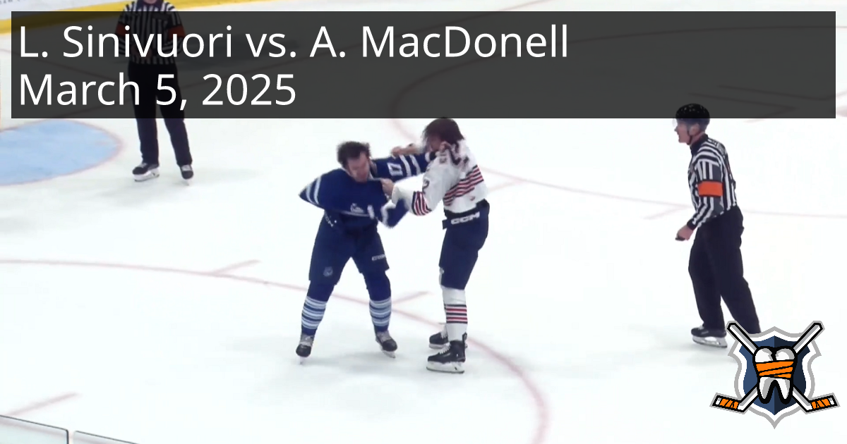 Lauri Sinivuori vs. Angus MacDonell, March 5, 2025 - Oshawa Generals vs ...