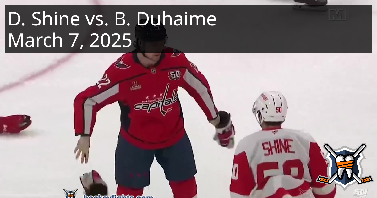Dominik Shine vs. Brandon Duhaime, March 7, 2025 - Detroit Red Wings vs ...