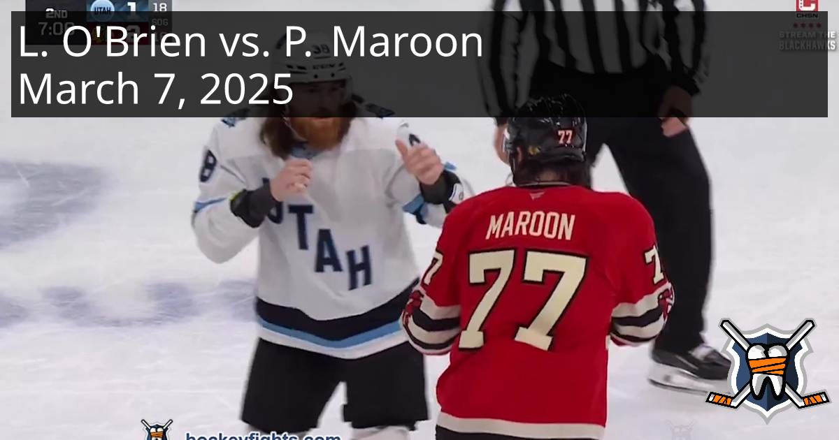Liam O'Brien vs. Pat Maroon, March 7, 2025 - Utah Mammoth vs. Chicago ...