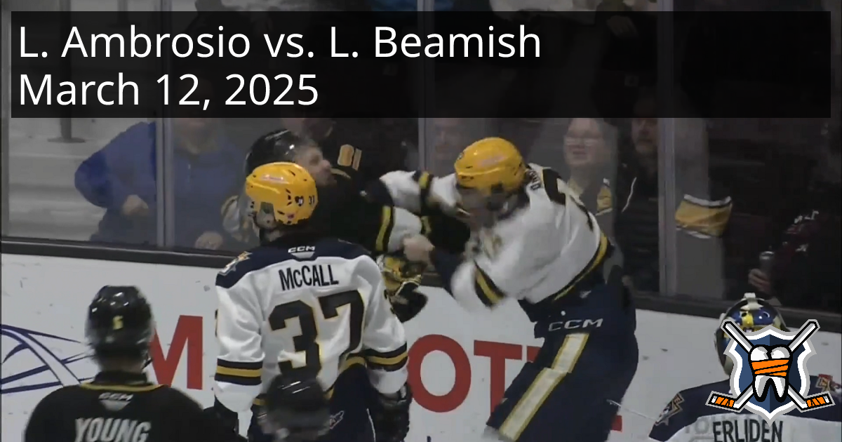 Lucas Ambrosio vs. Liam Beamish, March 12, 2025 - Erie Otters vs ...