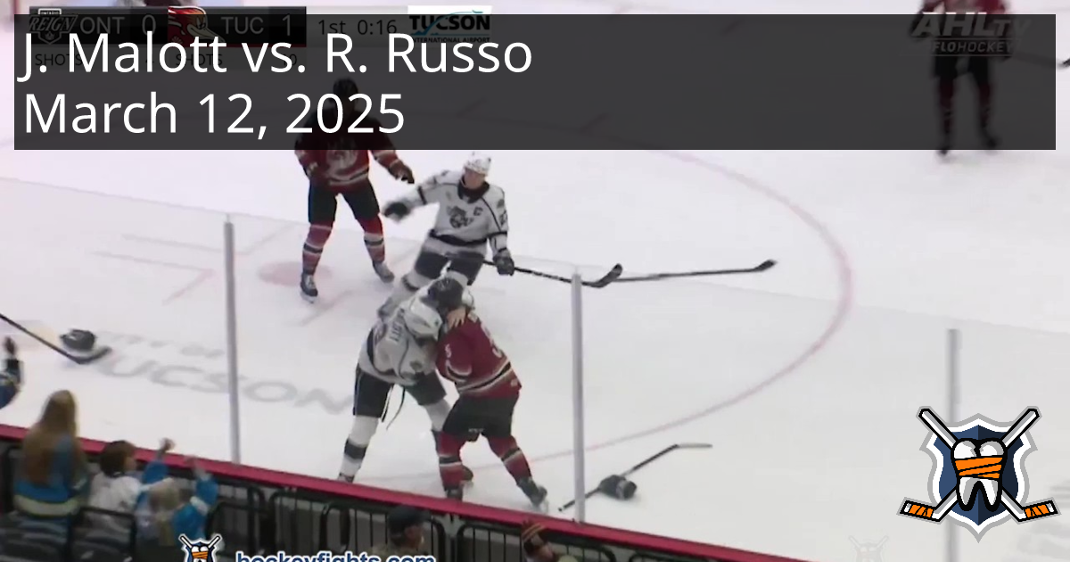 Jeff Malott vs. Robbie Russo, March 12, 2025 - Ontario Reign vs. Tucson ...